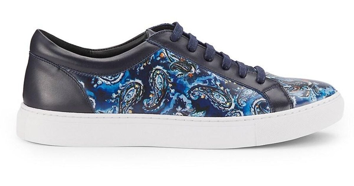 Robert Graham Tangier Paisley Leather Sneakers in Blue for Men | Lyst
