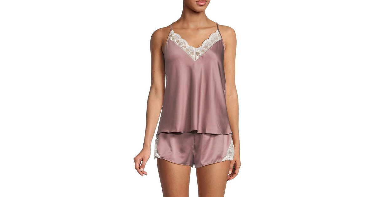 Flora Nikrooz Kit Matte 2 Piece Satin Pajama Set In Purple Lyst