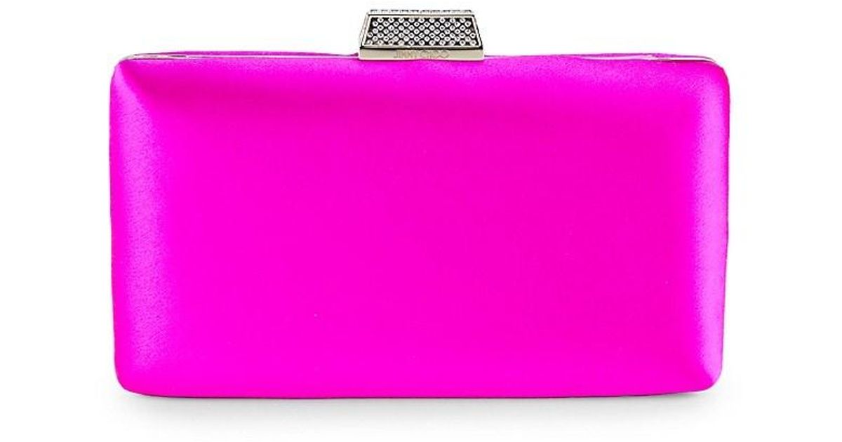 Jimmy Choo Clemmie Embellished Box Clutch in Pink | Lyst