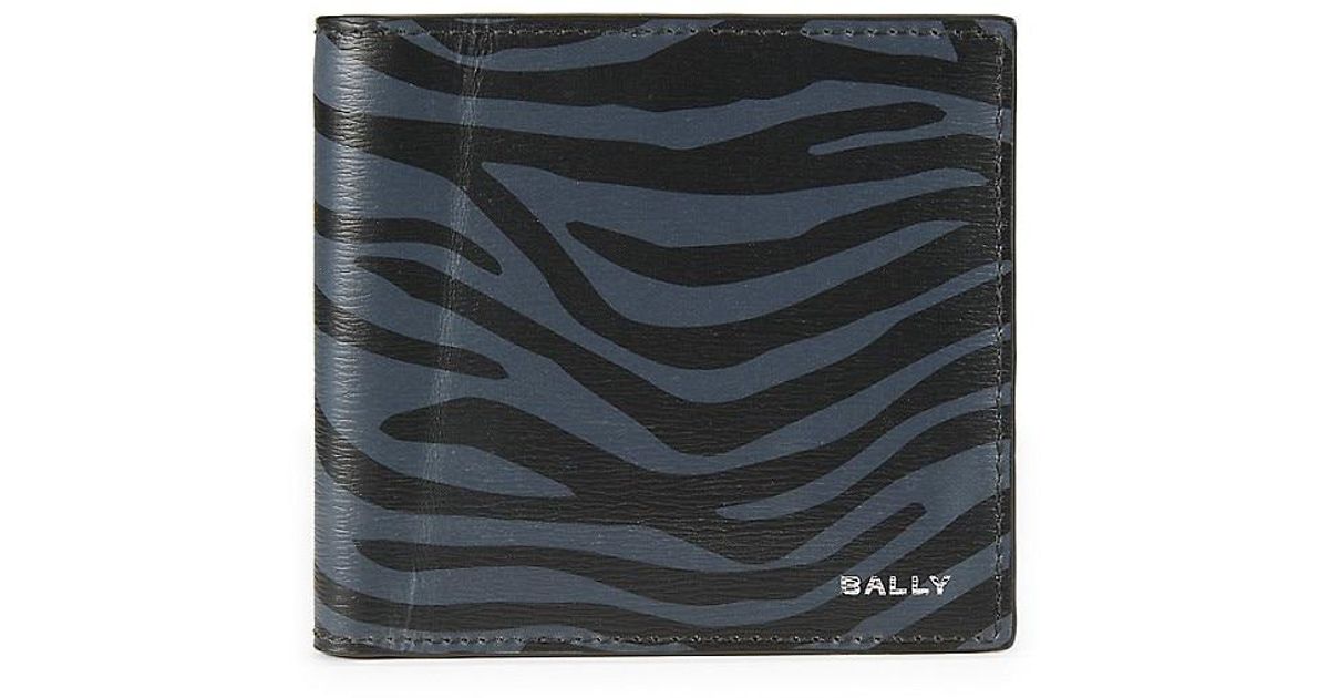 Bally Zebra Print Leather Bifold Wallet in Black for Men | Lyst UK