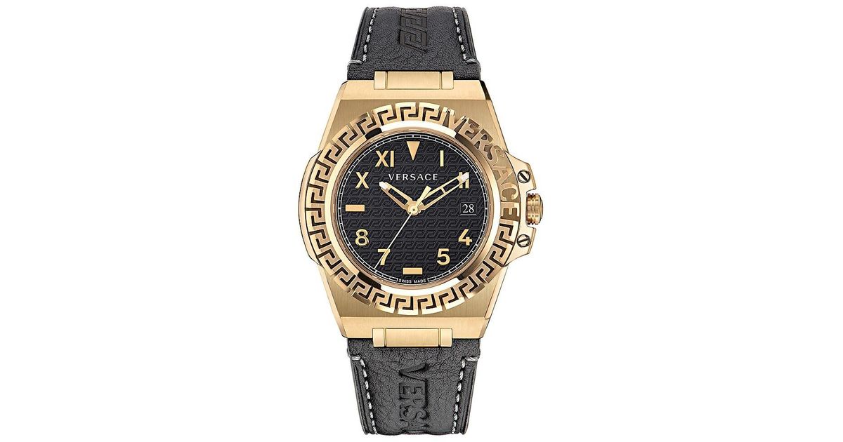 Versace Greca Reaction 44mm Ip Yellow Gold Stainless Steel Case ...