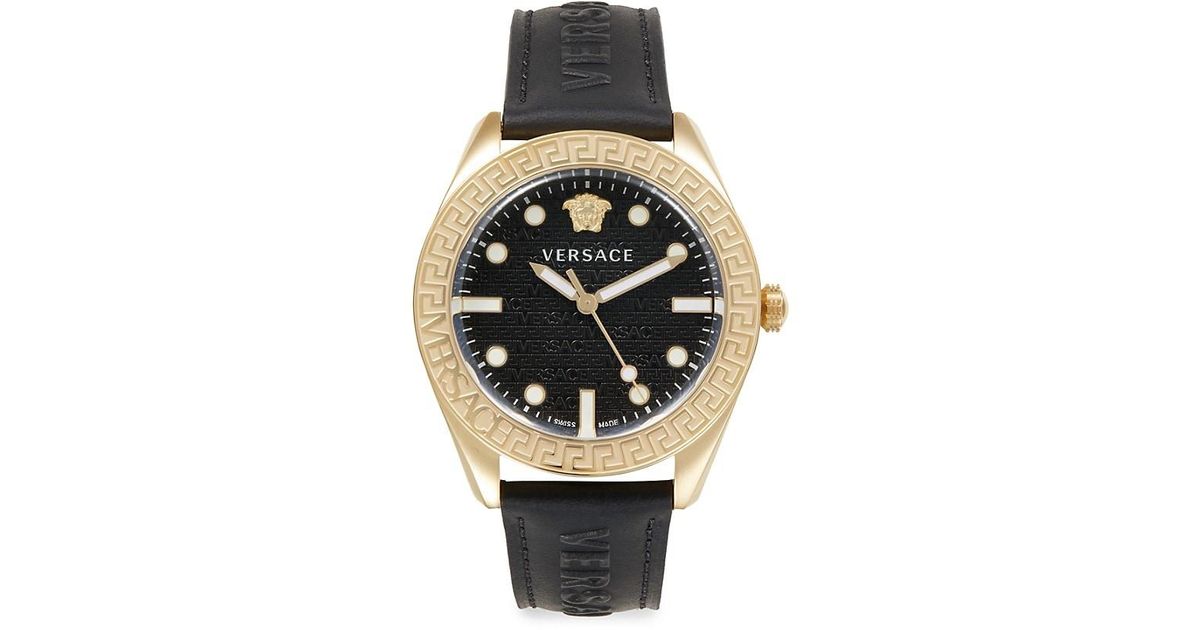 Versace Greca Dome Ip Stainless Steel & Leather Strap Watch/42Mm for ...