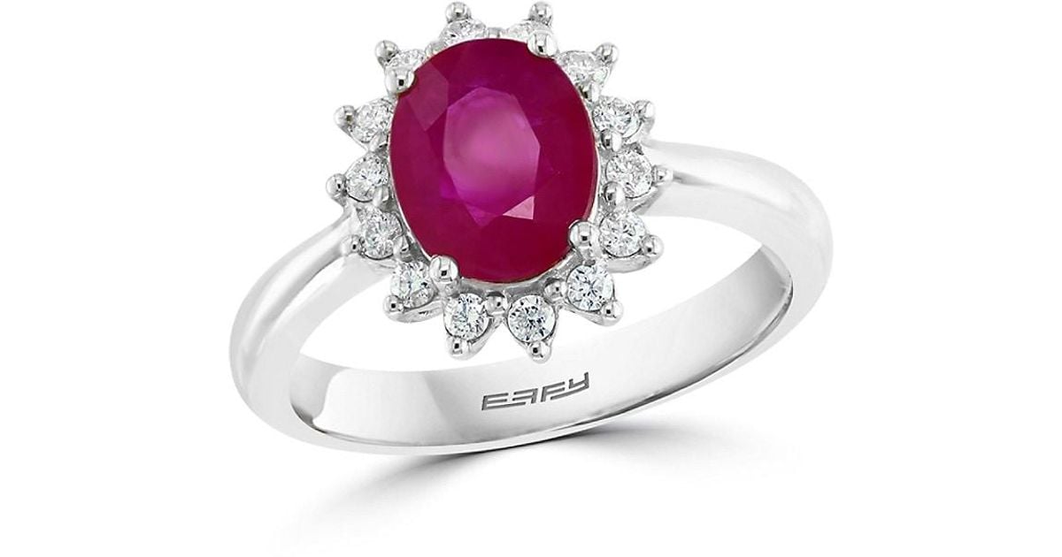 Effy 14K, Ruby & Diamond Ring in Pink | Lyst