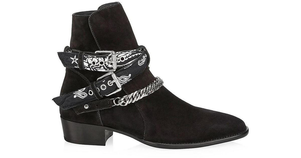 Amiri Bandana Suede Boots in Black for Men | Lyst