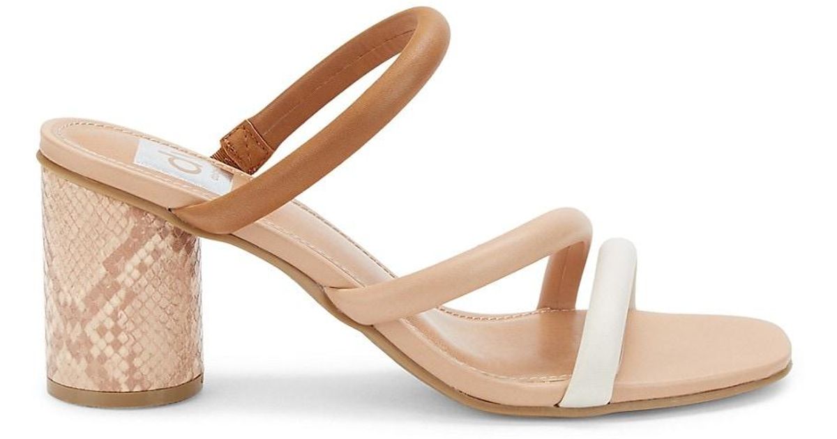 Dv By Dolce Vita Mona Faux Python Block Heel Sandals In Pink Lyst