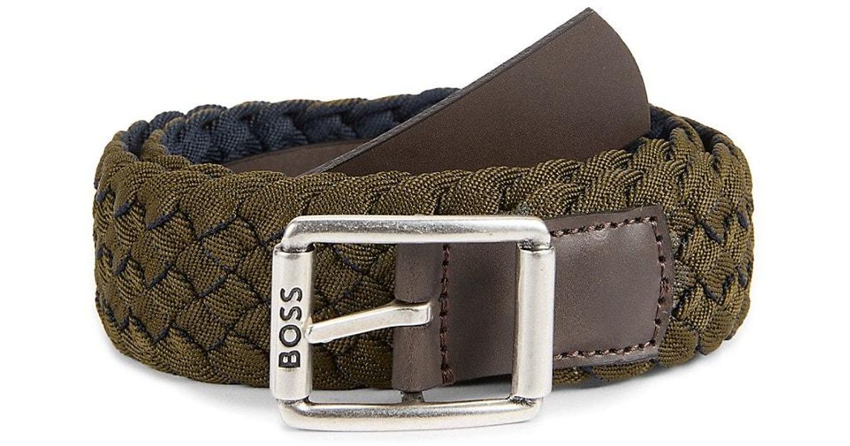 BOSS Jowen Leather Trim Reversible Belt in Brown for Men | Lyst