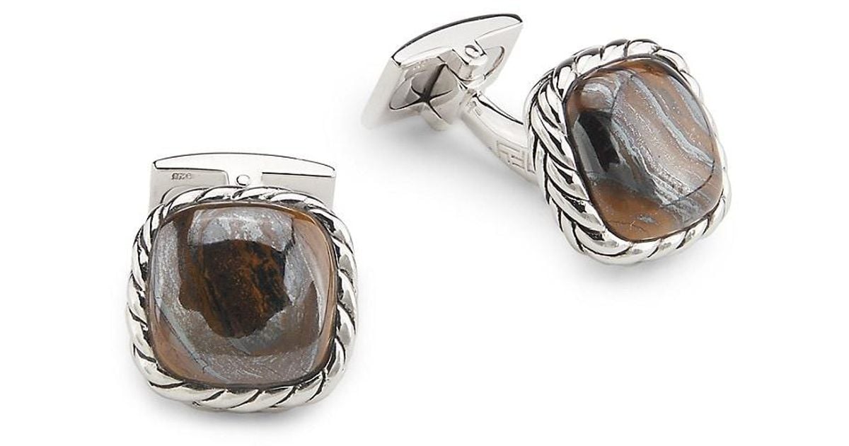 Effy Sterling Silver & Tiger Eye Cufflinks in Metallic for Men | Lyst UK