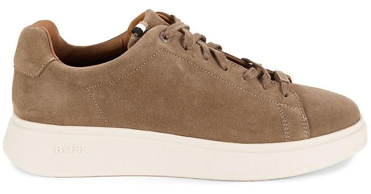 BOSS Bulton Low Top Suede Sneakers in Brown for Men | Lyst