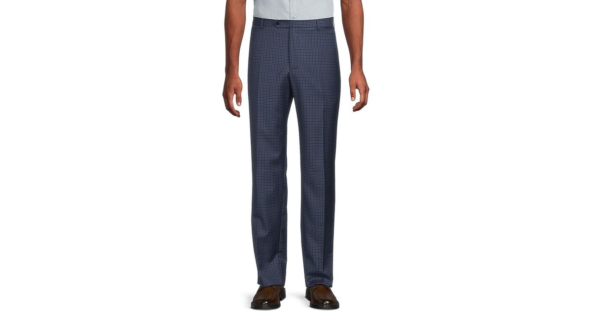 Zanella Devon Wool Classic-Fit Dress Pants in Blue for Men | Lyst