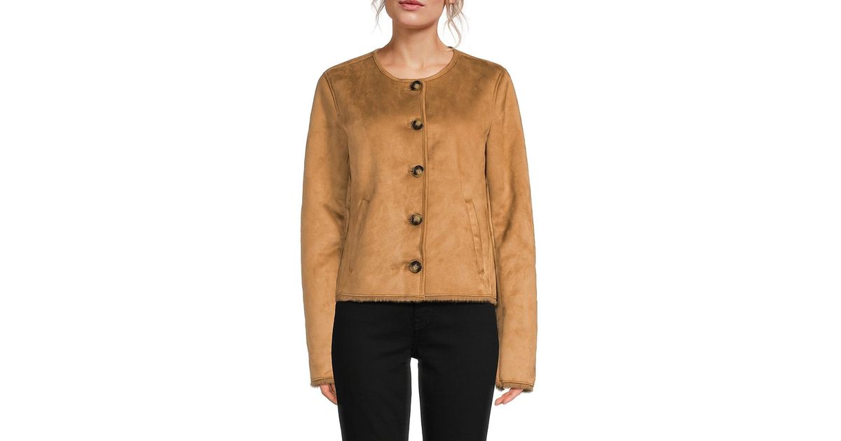 J.McLaughlin J. Mclaughlin Telluride Faux-Fur Lined Jacket in Black | Lyst