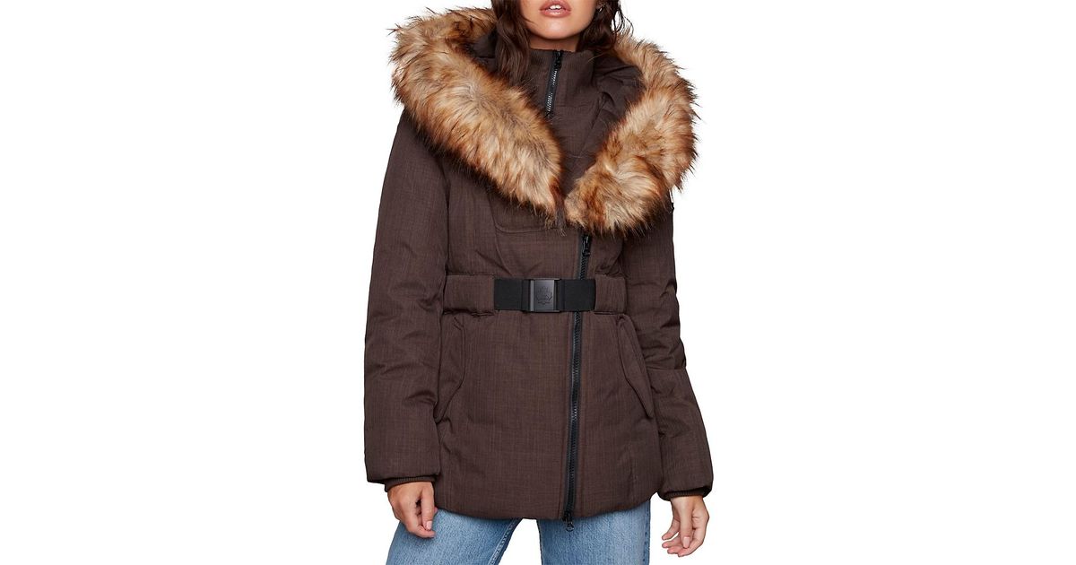 Toboggan Canada Eva B Iii Faux Fur Trim Puffer Jacket in Brown | Lyst