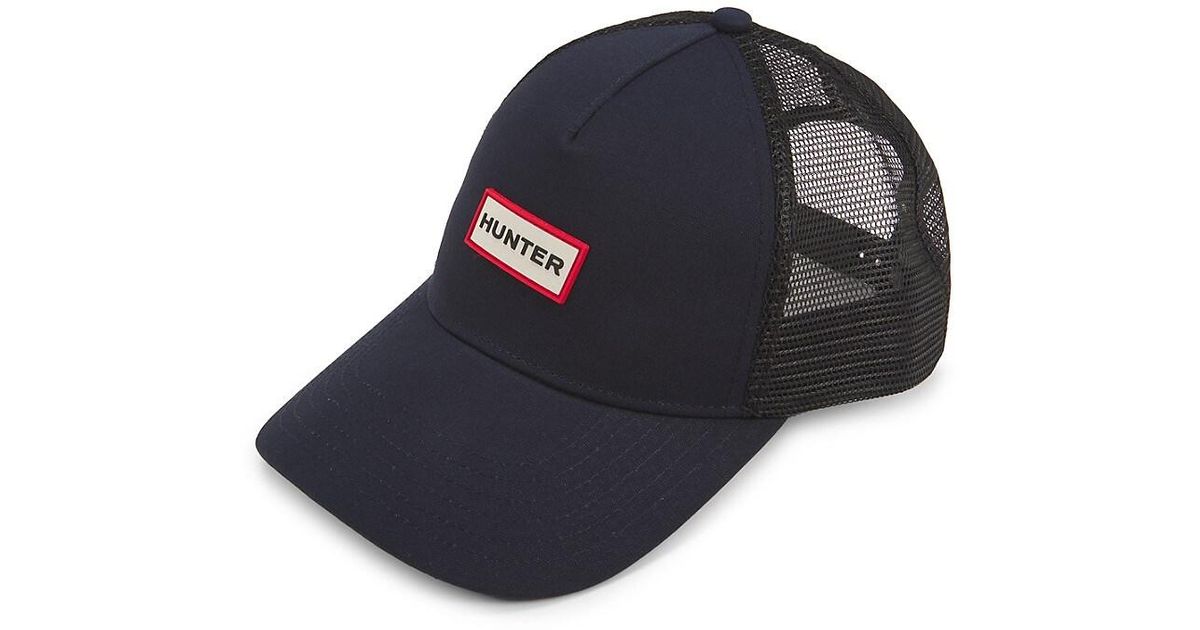 HUNTER Logo Trucker Hat in Blue for Men | Lyst