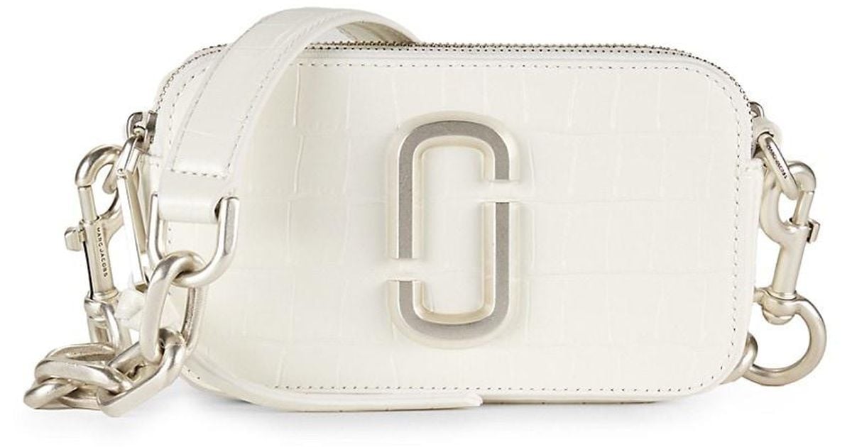 Marc Jacobs Snapshot Croc-Embossed Leather Camera Bag in Natural | Lyst