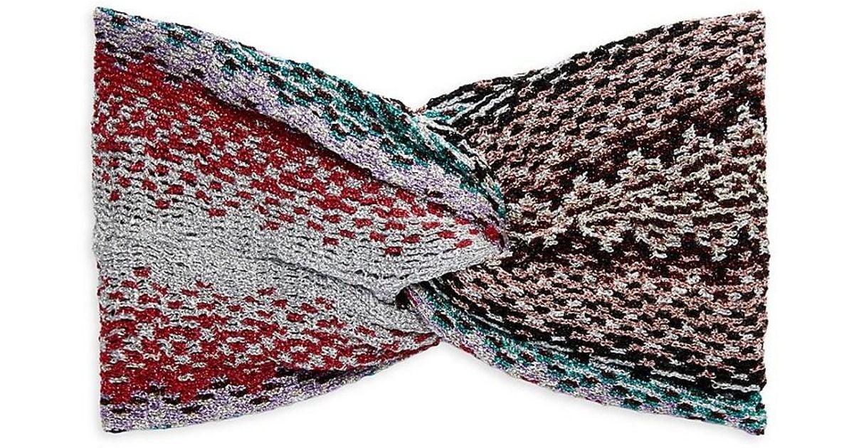 Missoni Chevron Twist-Front Knit Headband in Red | Lyst UK
