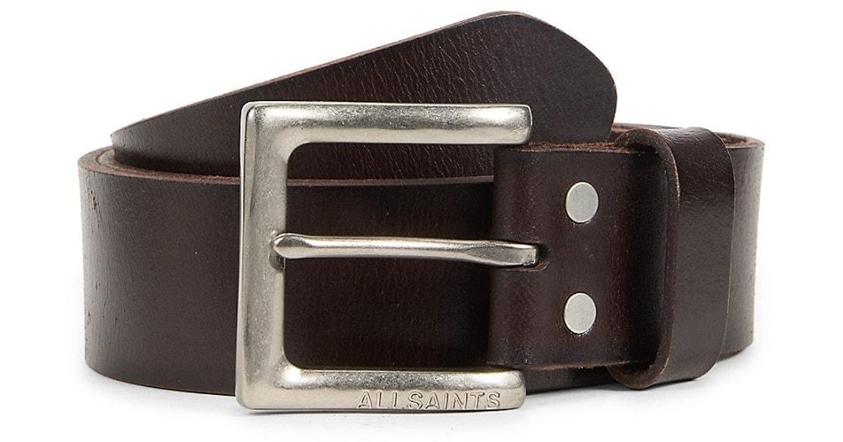 AllSaints Leather Box Frame Belt in Black for Men | Lyst