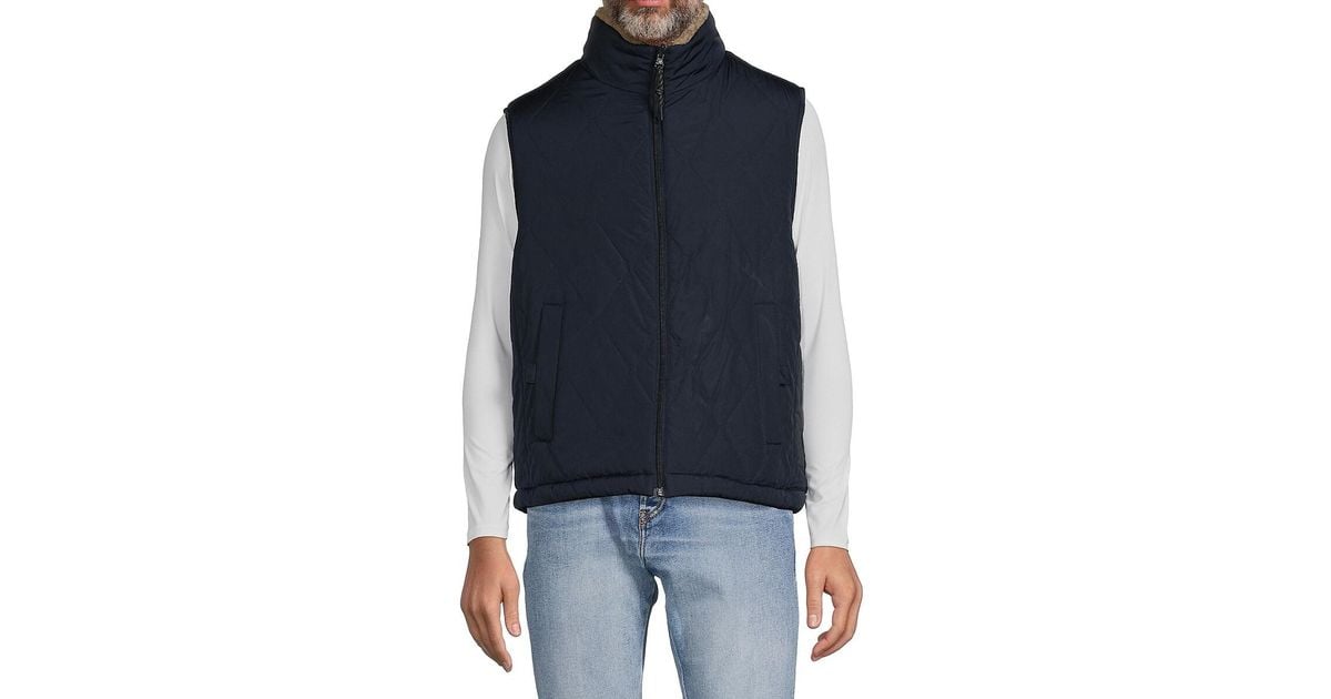 Andrew Marc Buchman Faux Shearling Puffer Vest in Blue for Men | Lyst UK