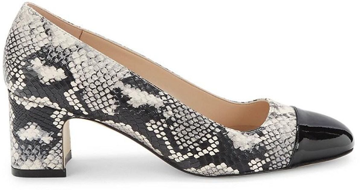 Stuart Weitzman 57mm Milla Snake Embossed Leather Pumps in Metallic | Lyst