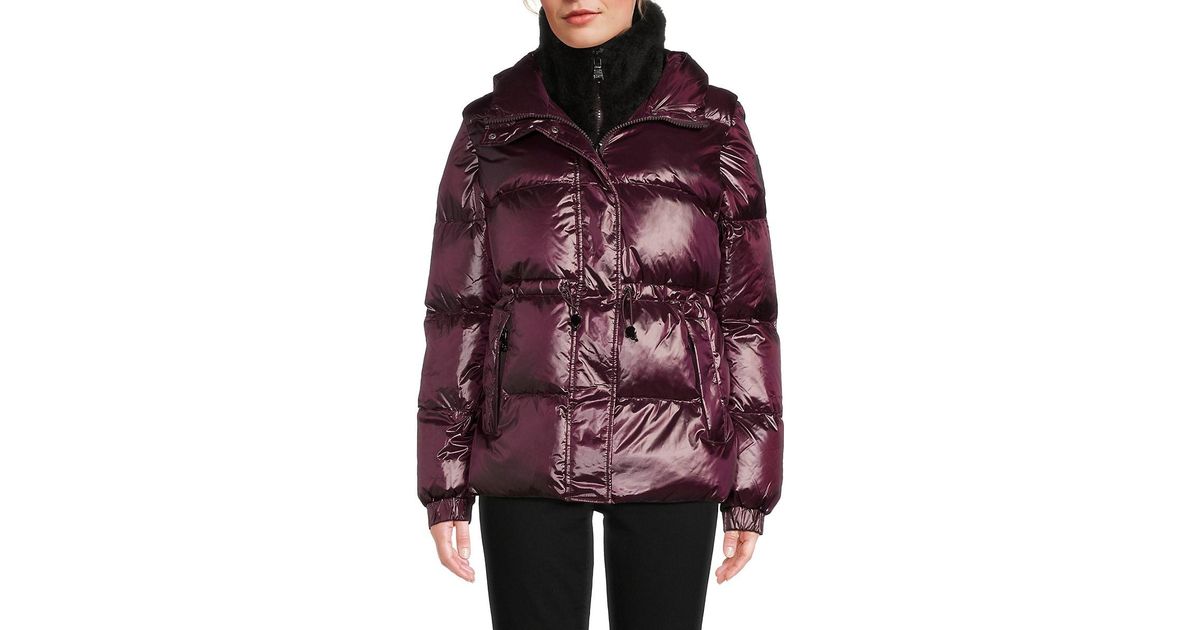 Pajar Halo Faux Fur-Trim Hooded Puffer Jacket in Red | Lyst