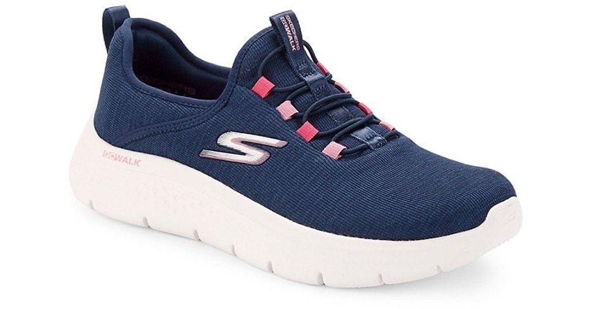 Skechers Synthetic Go Walk Flex Logo Slip On Sneakers in Navy (Blue) | Lyst