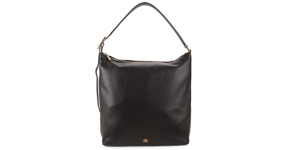 Sam Edelman Kara Leather Hobo Bag in Black | Lyst