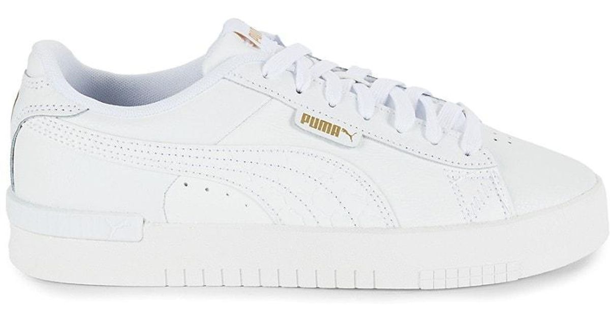 PUMA Jada Dboss Logo Leather Low Top Sneakers in White | Lyst Canada
