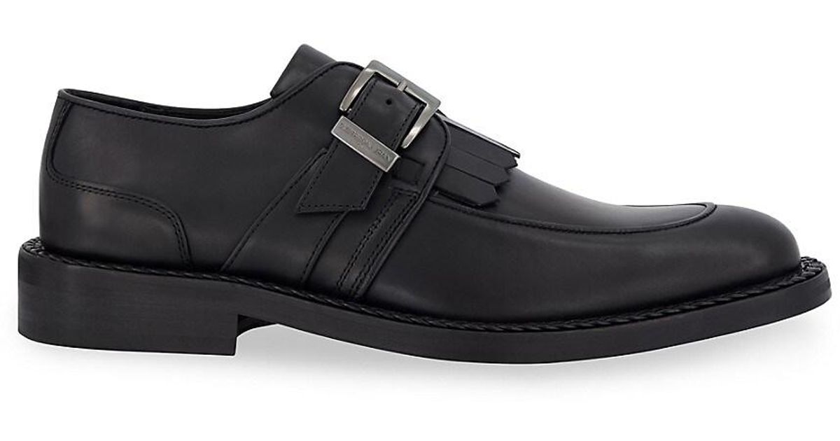 Karl Lagerfeld Label Kilted Monk Strap Shoes in Black for Men | Lyst