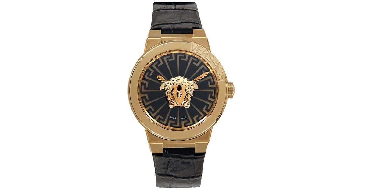 Versace Medusa Infinite Ip Yellow Gold Stainless Steel & Leather Strap ...