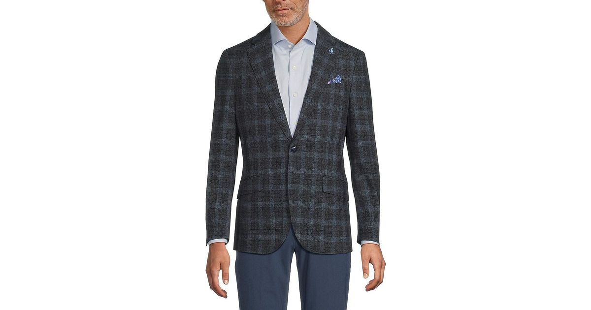 Tailorbyrd Single-Breasted Plaid Modern-Fit Sport Coat in Blue for Men ...