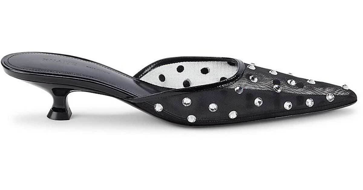 Khaite Minna Crystal Dot Kitten Heel Mules in Black | Lyst