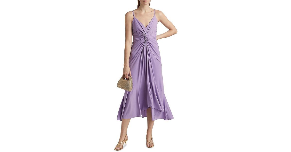 Cinq À Sept Susan Twist-Front Tulip Hem Midi-Dress in Purple | Lyst UK