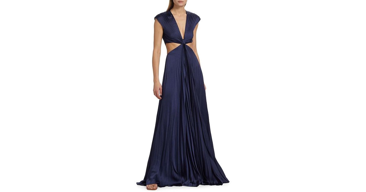 A.L.C. A. L.c. Alejandra Pleated Cutout Satin Gown in Blue | Lyst