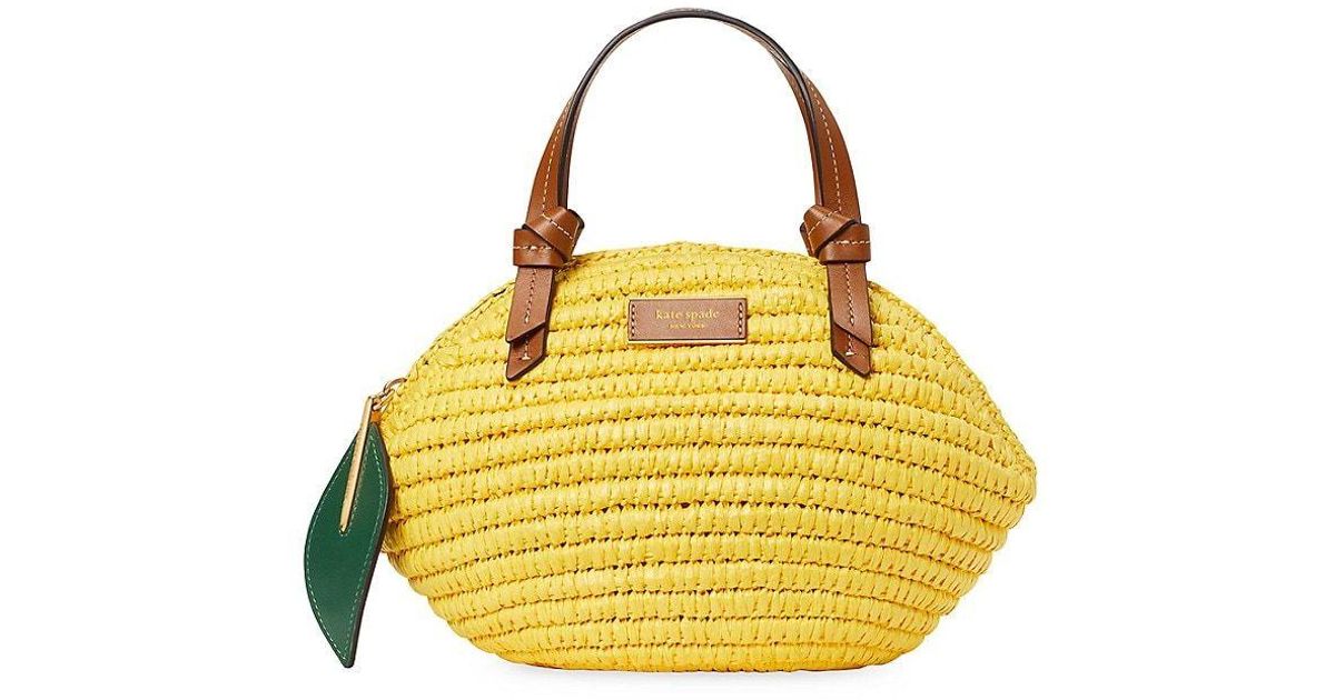 Kate Spade Lemon Drop Straw Crossbody Tote in Yellow | Lyst