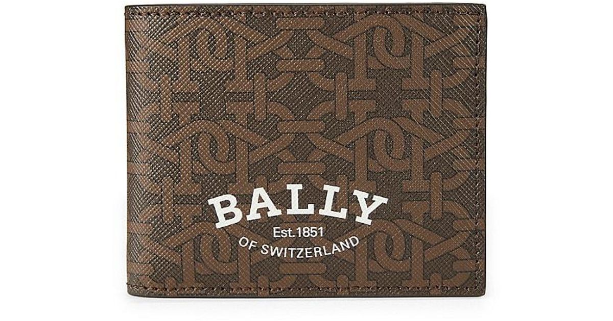 Bally Monogram Bifold Wallet in Brown for Men | Lyst