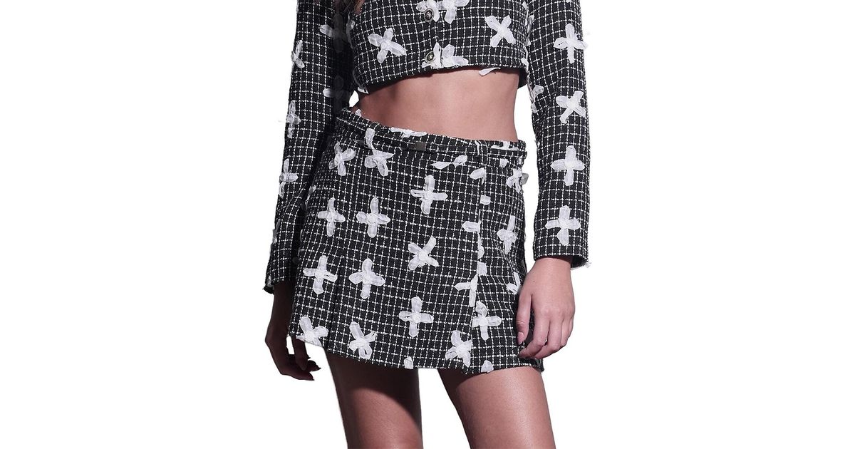 Walter Baker Daniella Tweed A-Line Mini Skirt in Black | Lyst