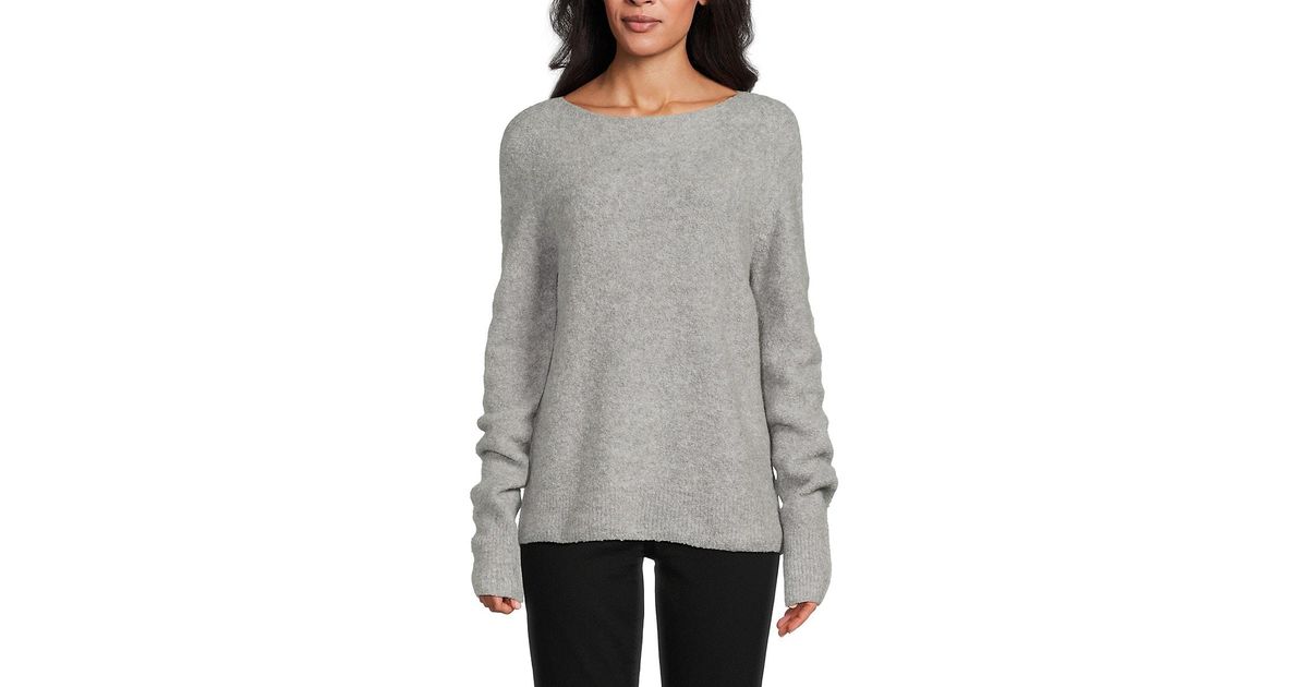Vince Raglan Boatneck Wool-Blend Sweater in Grey | Lyst UK