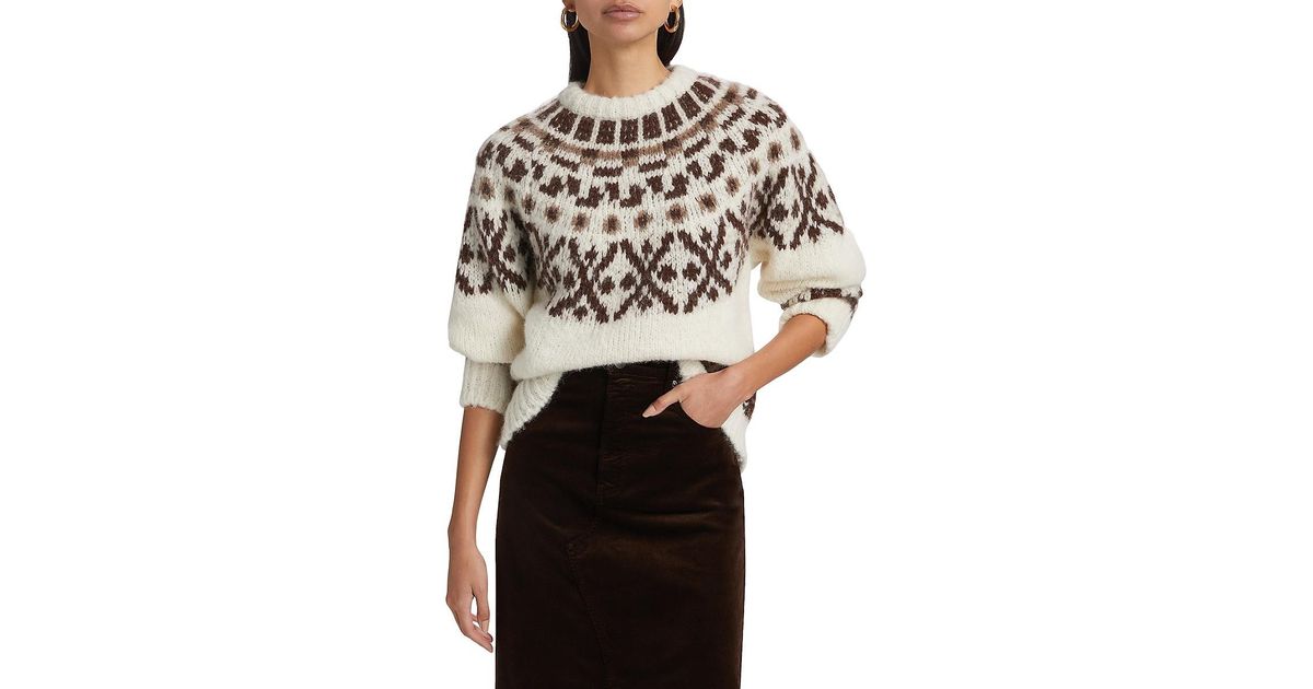 FRAME Fair Isle Alpaca-Blend Crewneck Sweater in Black | Lyst UK