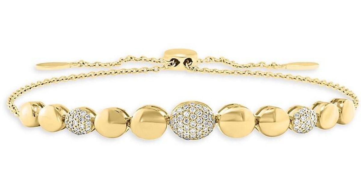 Effy 14k Yellow Gold & 0.28 Tcw Diamond Bolo Bracelet in White | Lyst
