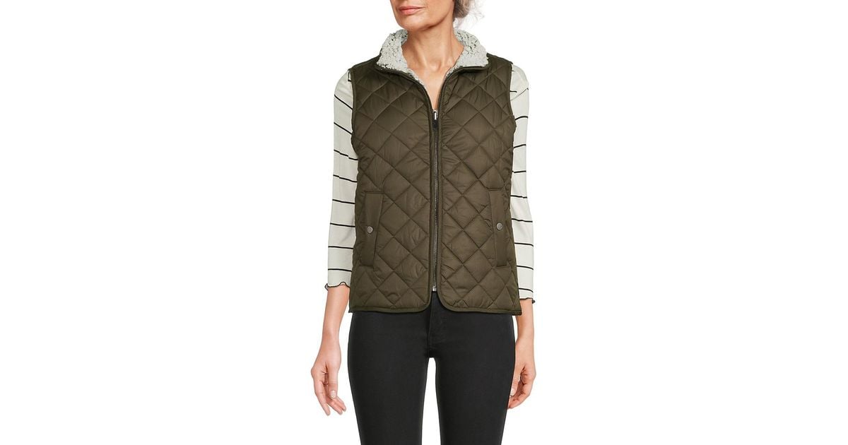 Andrew Marc Faux Fur Reversible Vest in Green | Lyst
