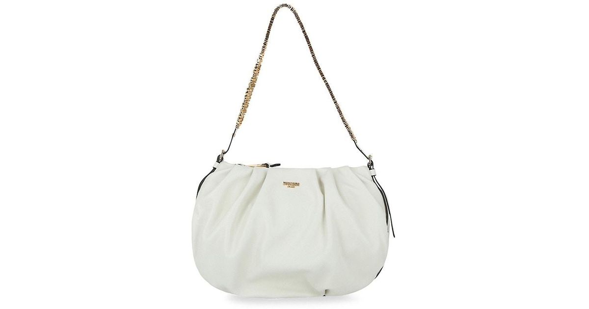 Moschino Mini Lettering Laminated Shoulder Bag in White | Lyst