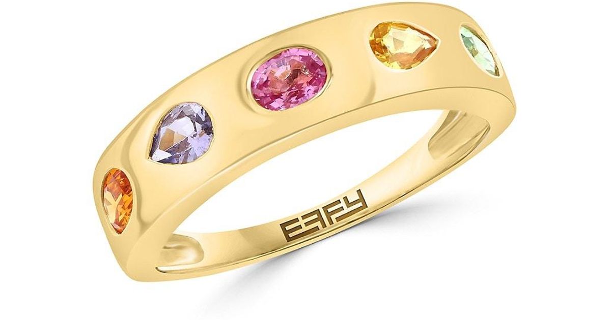 Effy 14K & Multi-Stone Band Ring in Metallic | Lyst