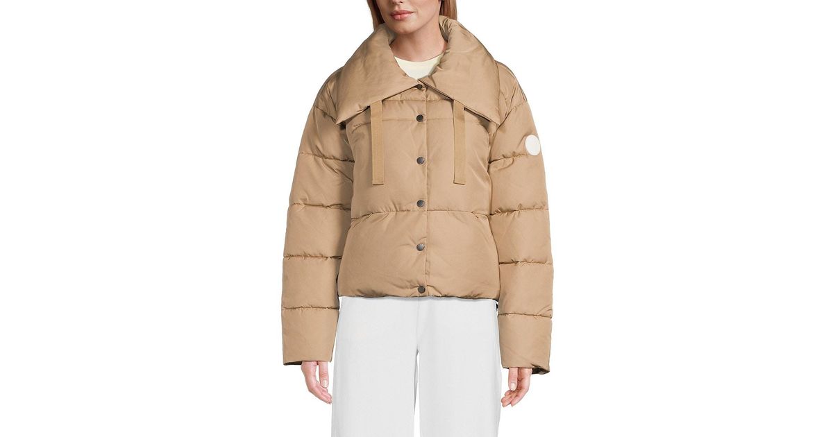 Noize Yasmin Oversized Collar Puffer Jacket in Black | Lyst