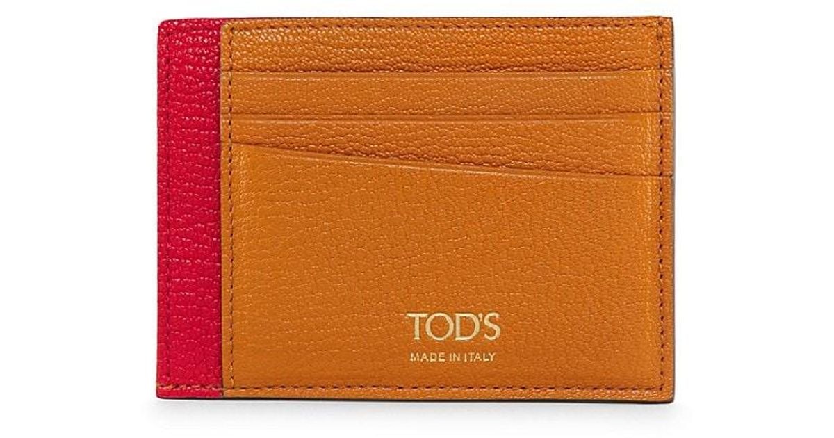 Tod's Logo Leather Card Case in Orange for Men | Lyst UK