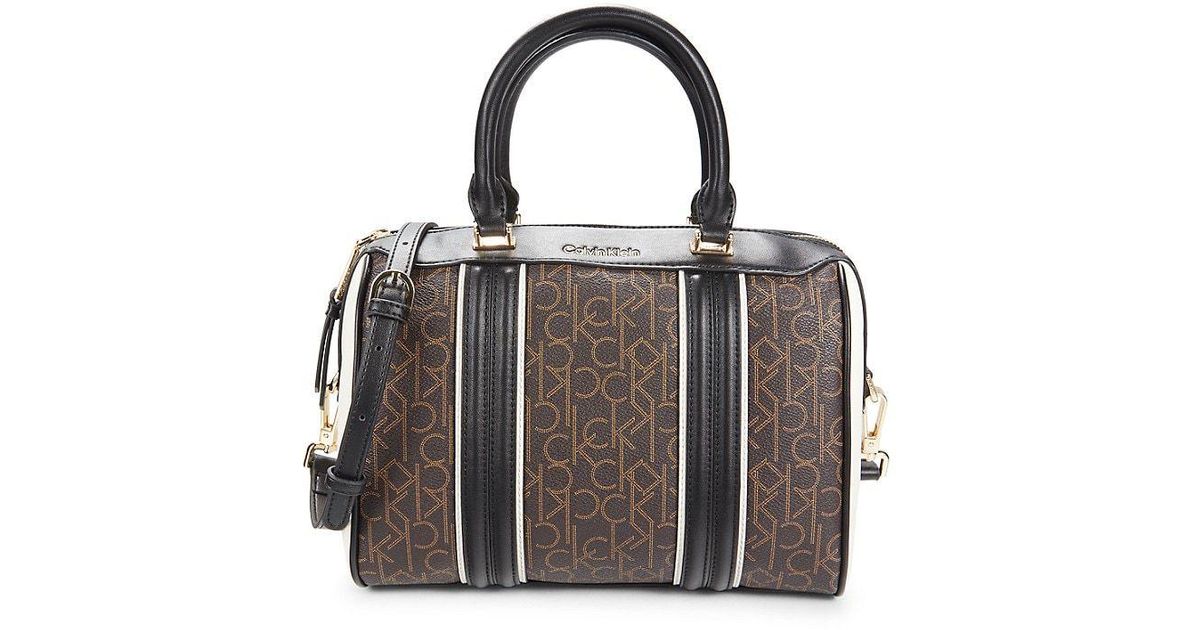 Calvin Klein Blake Monogram Double Top Handle Bag in Black | Lyst