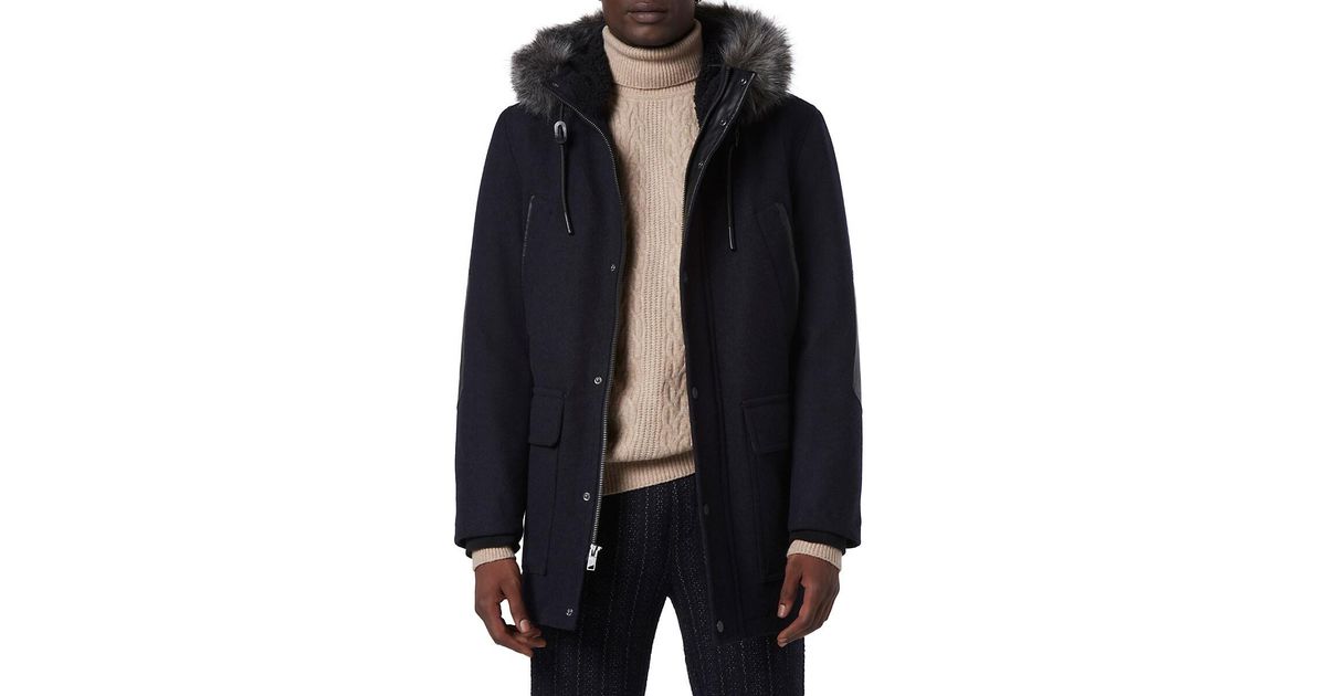 Andrew Marc Wool Blend Parka Jacket in Blue for Men | Lyst