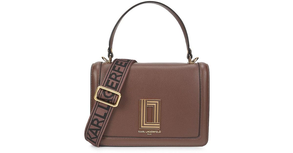 Karl Lagerfeld Simone Logo Leather Top Handle Bag in Brown | Lyst UK