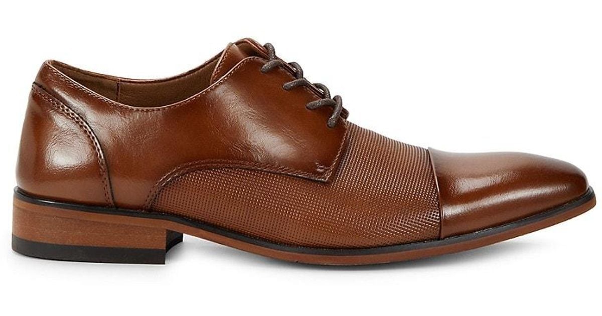 Guess Shelly Cap Toe Textured Derby Shoes in Brown for Men | Lyst