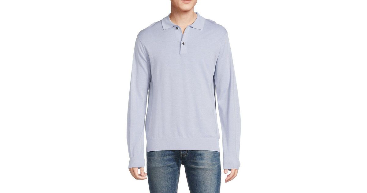 Greyson Saratoga Wool Polo Sweater in Blue for Men | Lyst