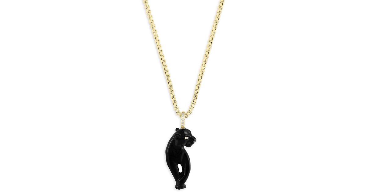 Effy Yellow Gold Onyx Leopard Pendant in Metallic for Men | Lyst