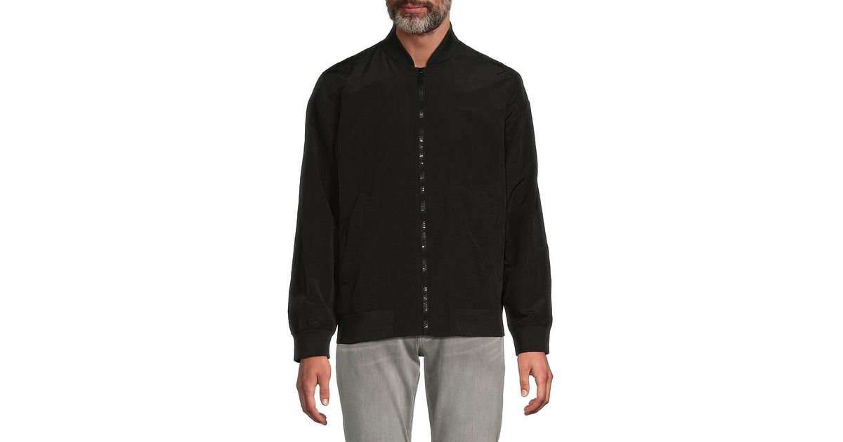 Slate & Stone Baseball Collar Bomber Jacket in Black for Men | Lyst