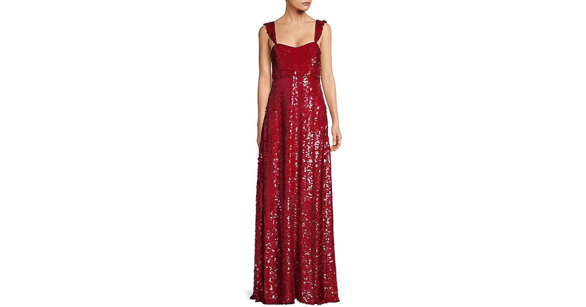 Valentino Sequin Silk Gown in Red | Lyst